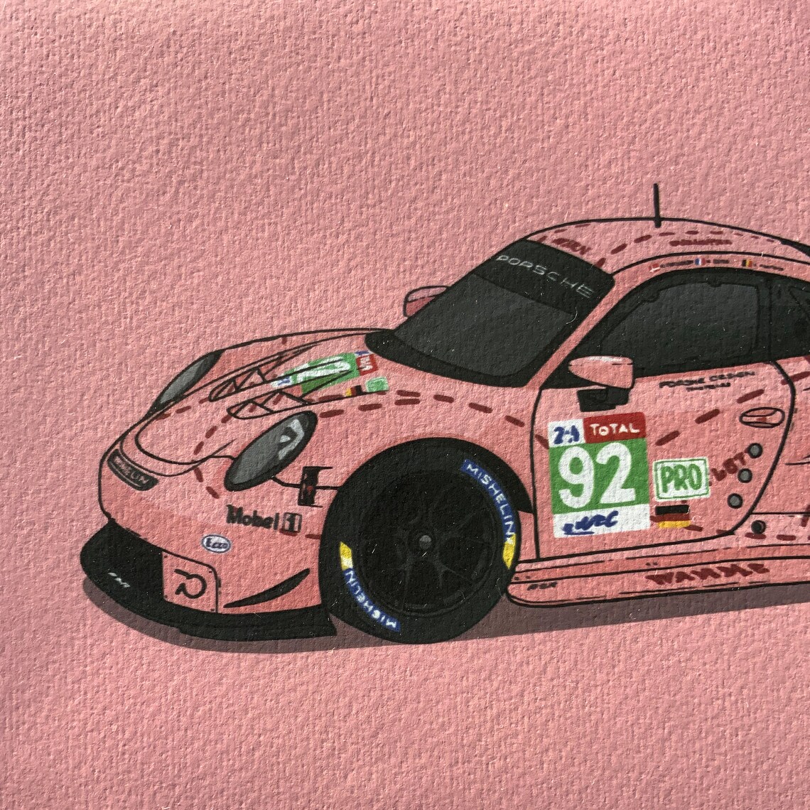 Porsche 911 RSR Prints // Made to Order // Porsche Illustration // Pink ...