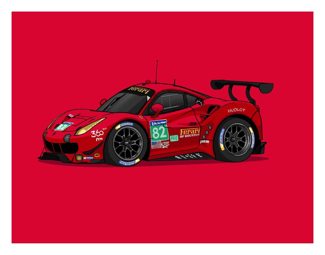 Ferrari 488 GTE Prints // Made to Order // Giclee Prints // - Etsy