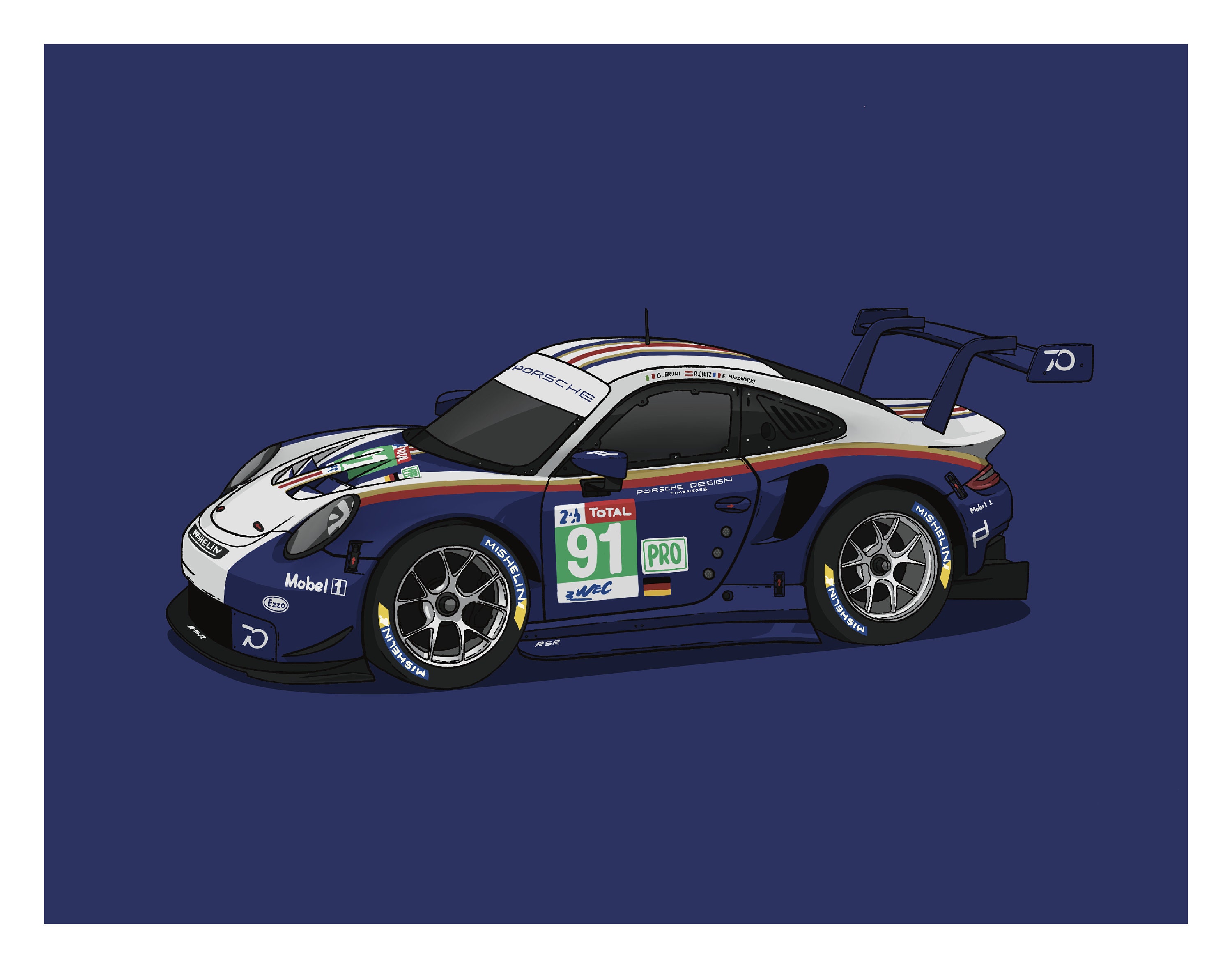 Porsche 911 RSR Prints // Made to Order // Porsche Illustration // Pink ...