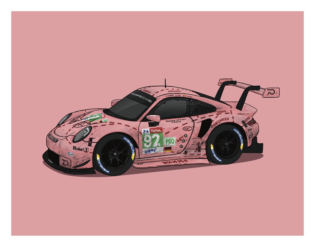 Porsche 911 RSR Prints // Made to Order // Porsche Illustration // Pink ...