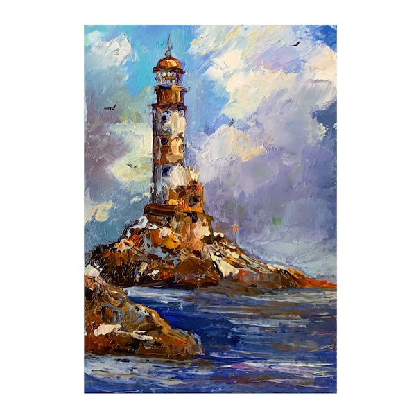Lighthouse Painting - Etsy