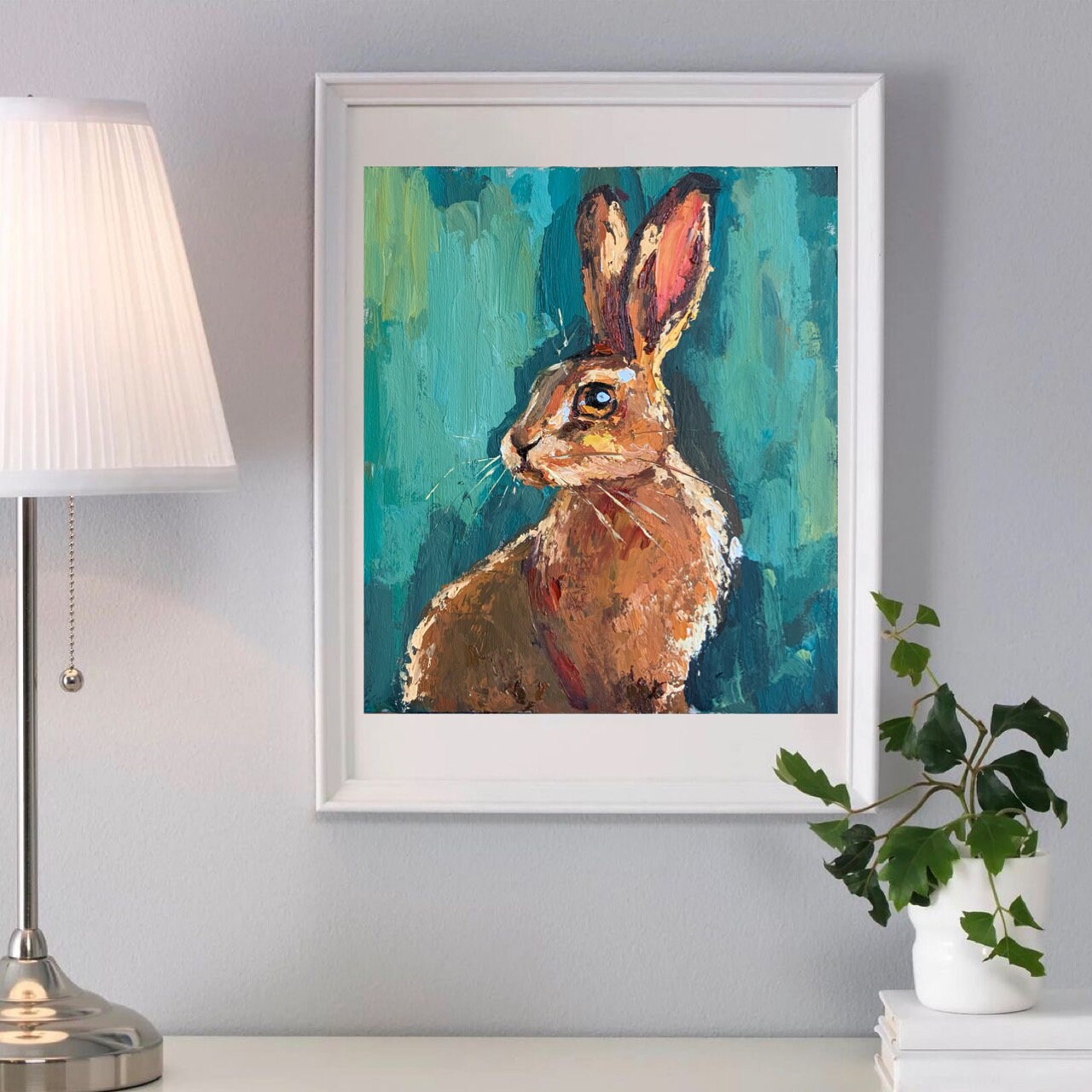 Hare Painting Original Oil Painting 8 by 7 Hare Portrait Lover - Etsy