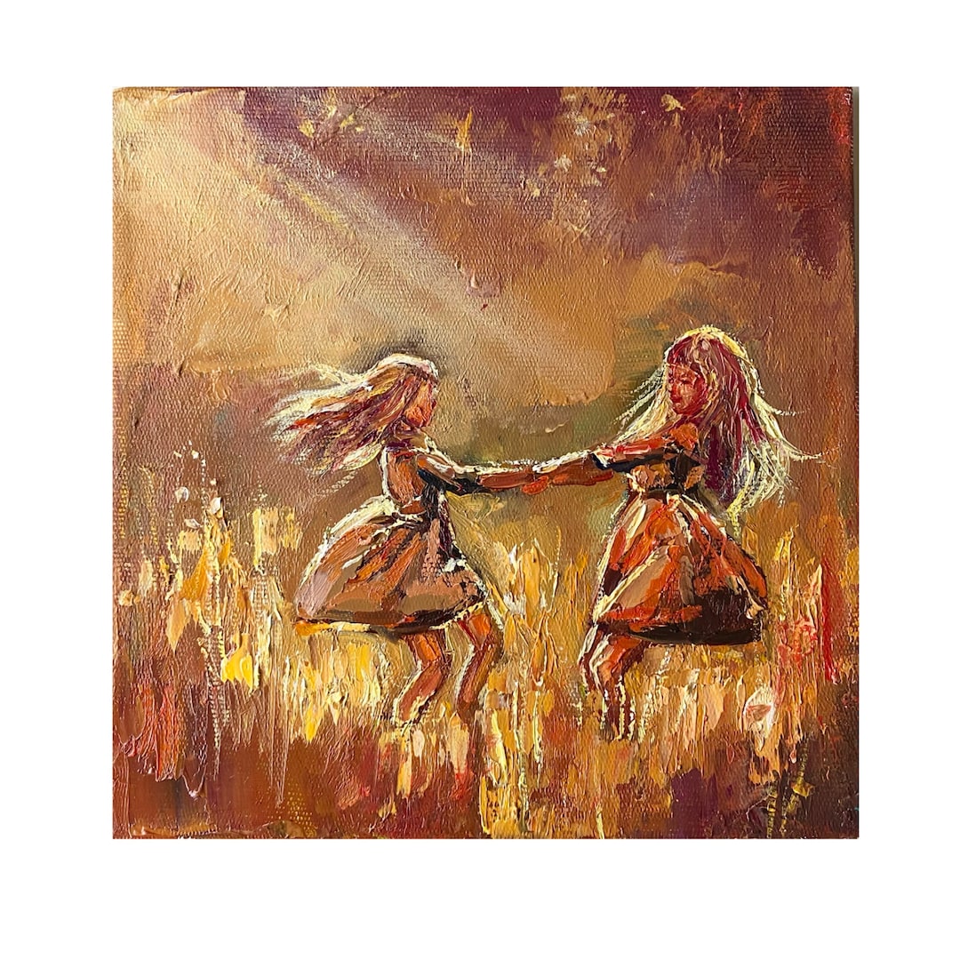 Two Sisters Painting Family Art Two Daughters Painting Original Art - Etsy