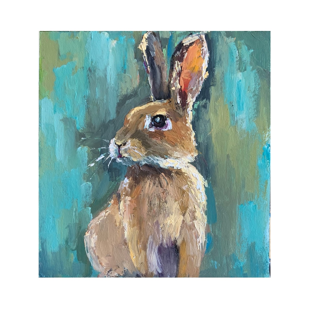Hare Painting Original Oil Painting 8 by 7 Hare Portrait Lover Animal ...