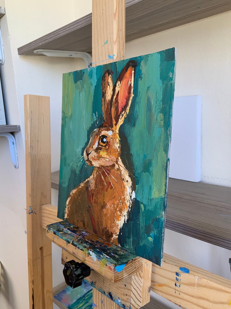 Hare Painting Original Oil Painting 8 by 7 Hare Portrait Lover - Etsy