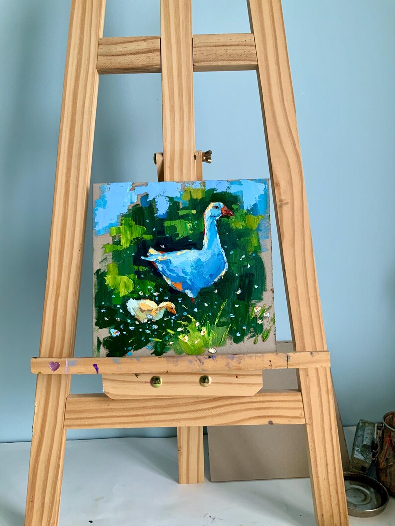 Mother Goose Oil Painting, Farm Animal Art, Textured Artwork 8x8 - Etsy