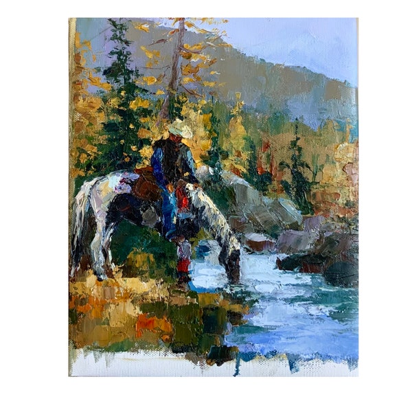 Western Cowboy Oil Painting - Etsy