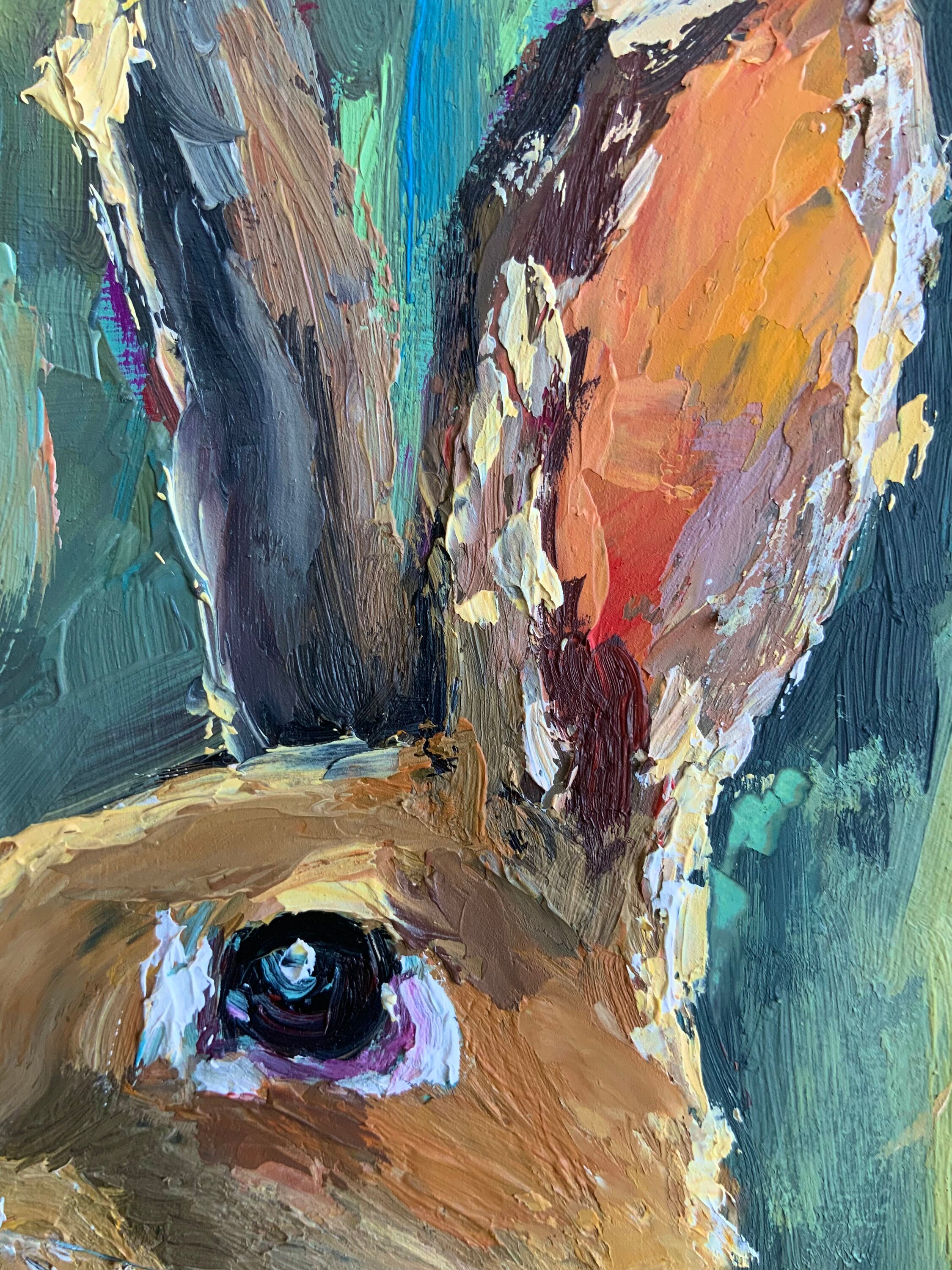 Hare Painting Original Oil Painting 8 by 7 Hare Portrait Lover - Etsy