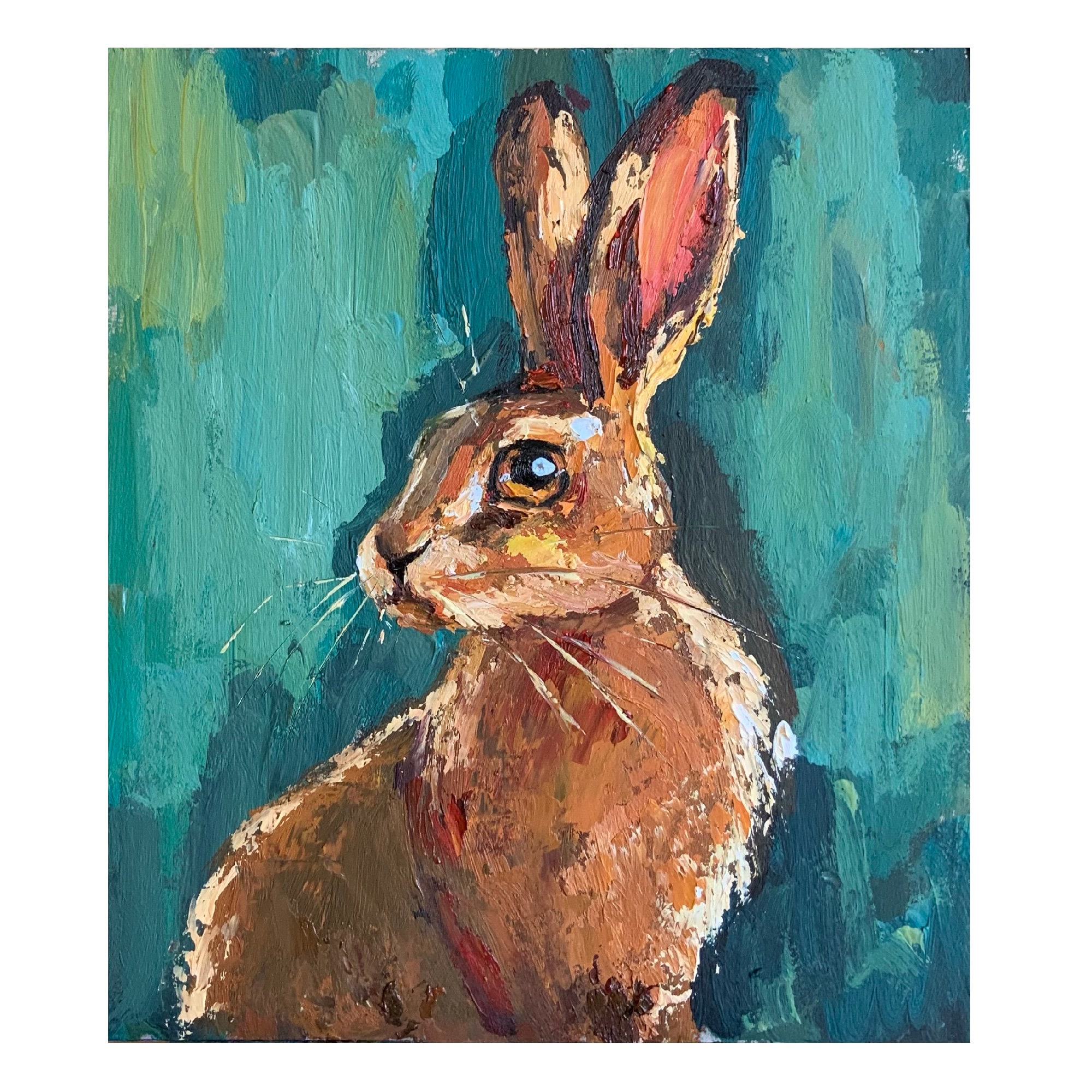 Hare Painting Original Oil Painting 8 by 7 Hare Portrait Lover - Etsy