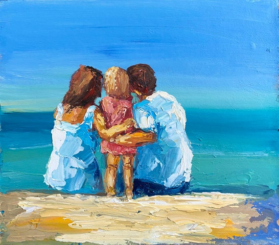 Parents and Daughter Painting Original Painting Family Art - Etsy