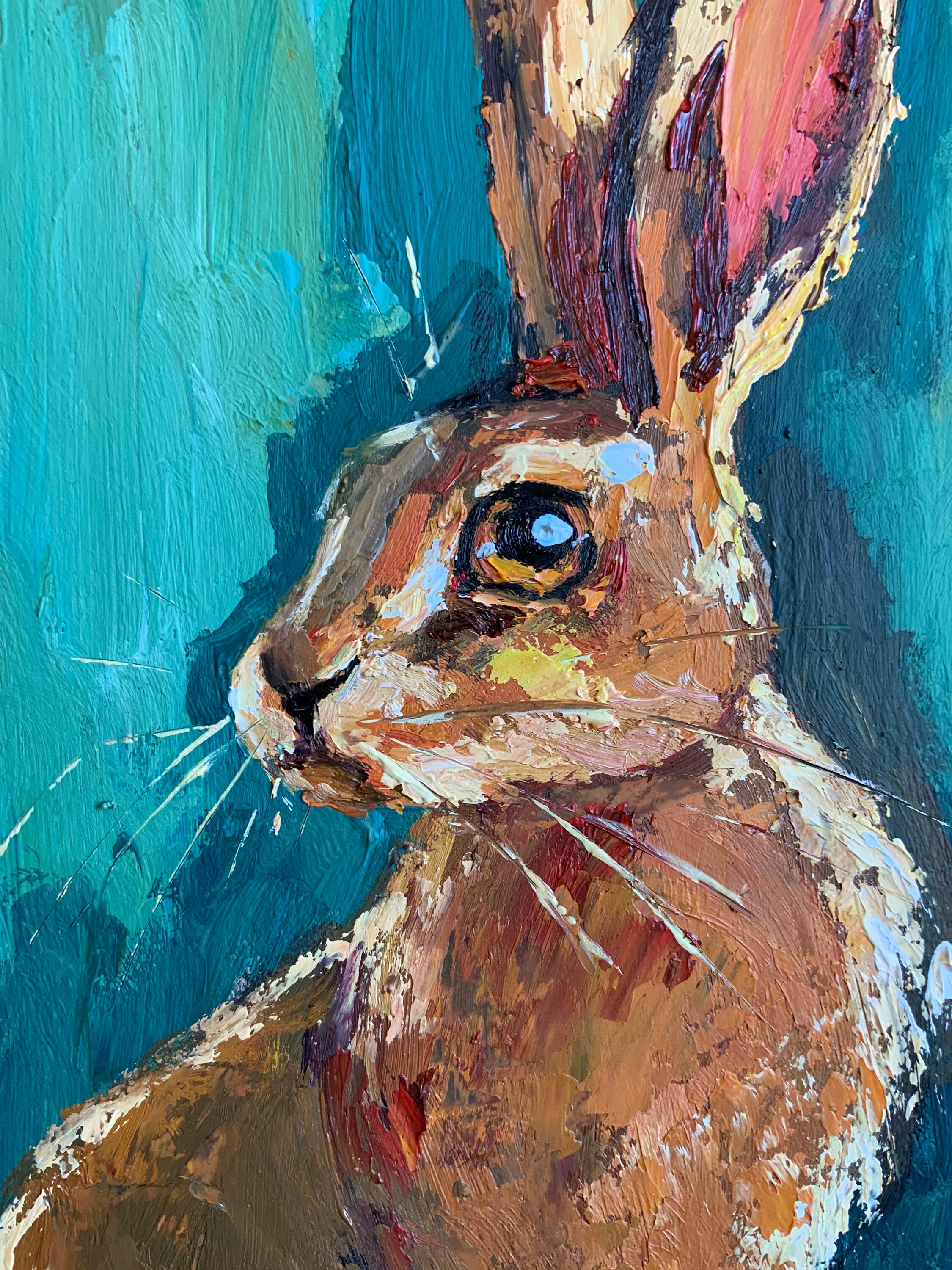Hare Painting Original Oil Painting 8 by 7 Hare Portrait Lover - Etsy
