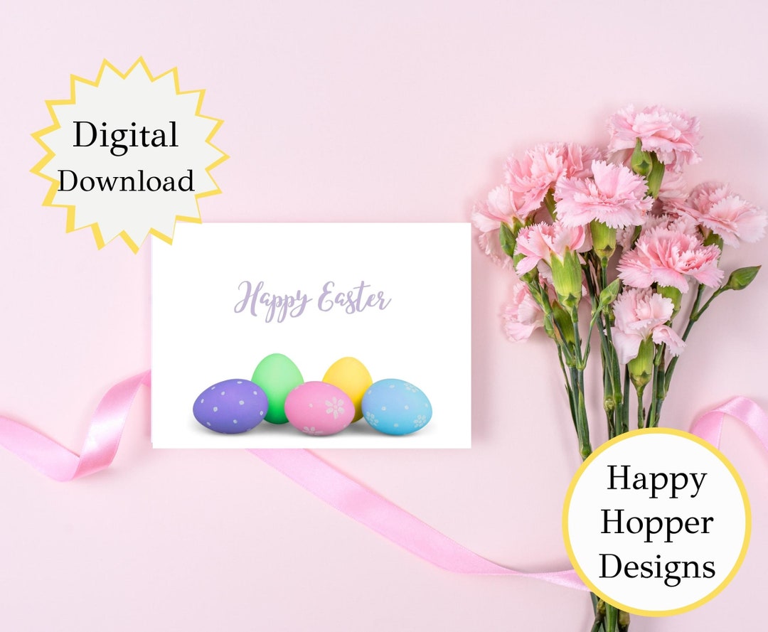 Printable Easter Eggs Card, Happy Easter Card, Card7x5 Inch , Easter ...