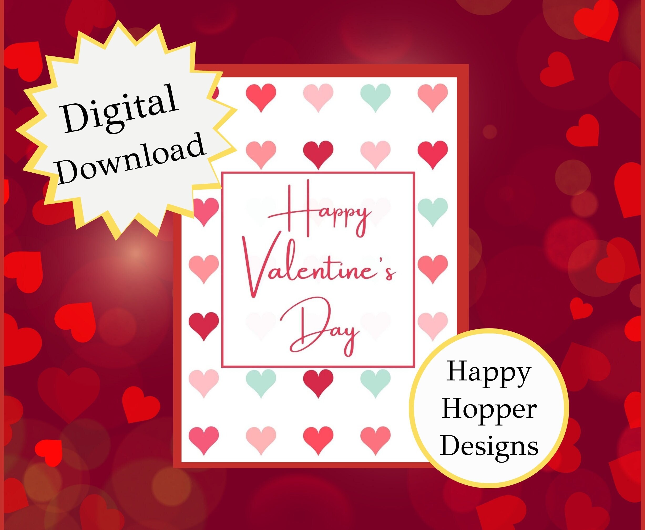 Printable Hearts A Plenty Card Valentines Day Card 7x5 - Etsy