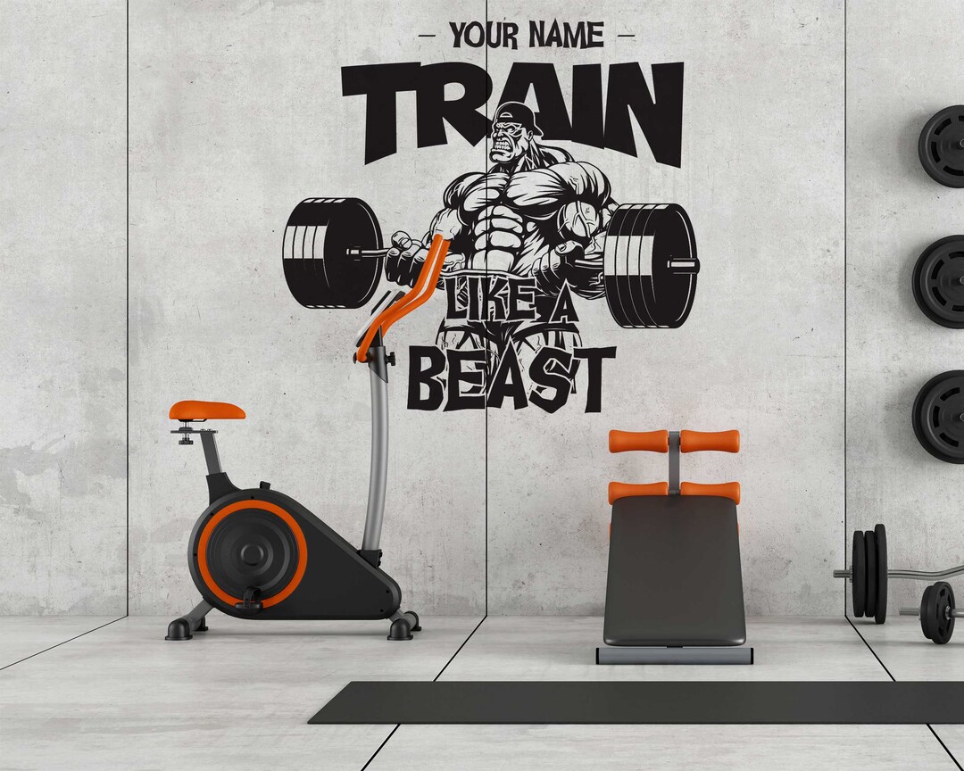 Train Beast Home Gym Vinyl Wall Sticker, Home Gym Wall Sticker, Gym ...
