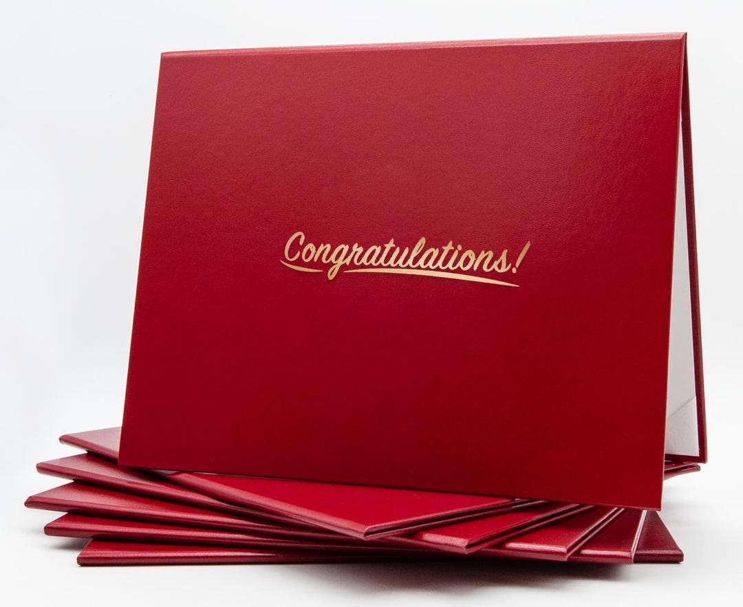 Classic Congratulations Document Cover | Non-padded Faux Leather With ...