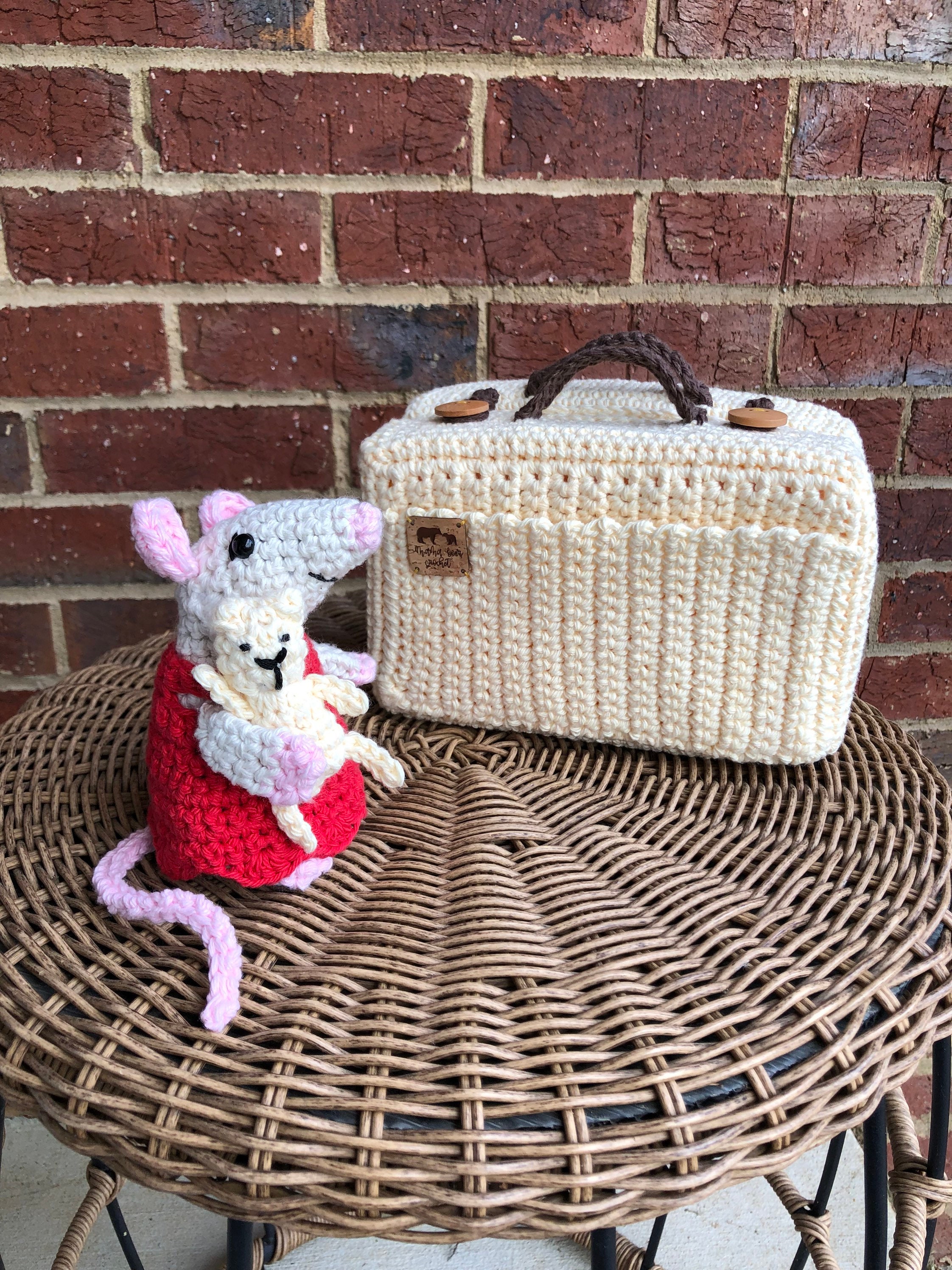 Crocheted Mouse in A Suitcase Interactive Stuffed Animal - Etsy Canada