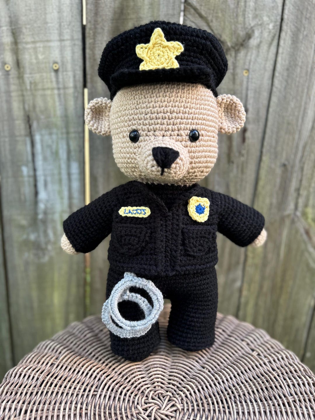HANDMADE Police Officer Teddy Bear - Crocheted Teddy Bear - Crocheted ...