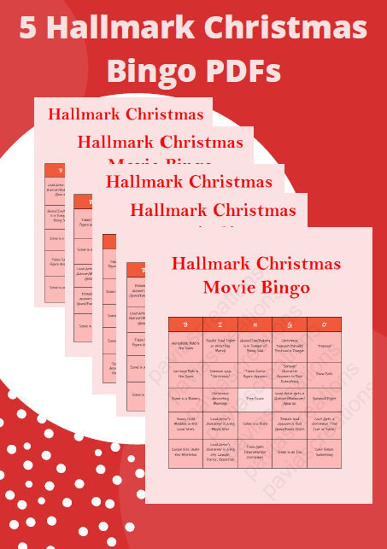 5 Digital Downloads- Hallmark Christmas Movie Bingo, Hallmark, Bingo ...