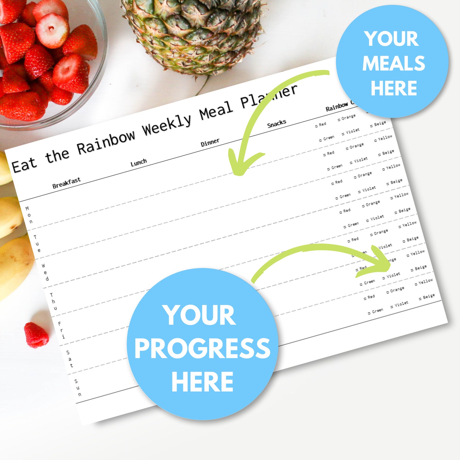 Printable Weekly Meal Planner Eat the Rainbow Meal Planner - Etsy.de