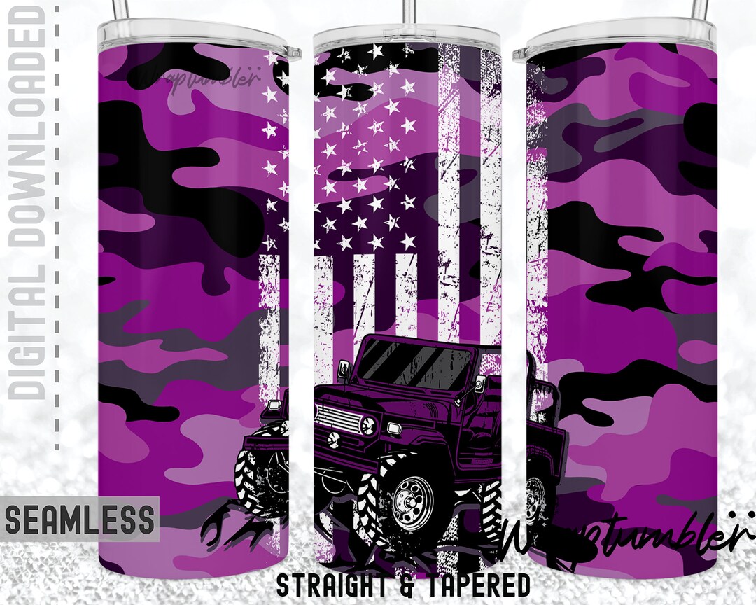 Purple Camouflage 20oz Skinny Tumbler Adventure off Road Distress ...
