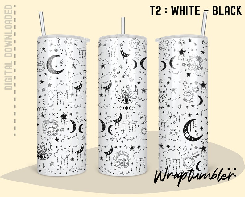 Bundle Magic Witch Hand Tumbler, Doodle Celestial Moon & Sun Tumble ...