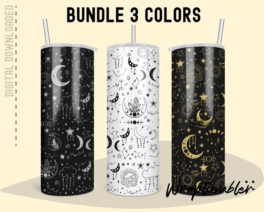Bundle Magic Witch Hand Tumbler, Doodle Celestial Moon & Sun Tumble ...