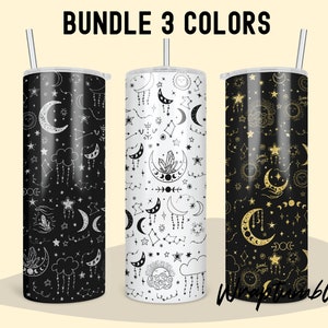 Bundle Magic Witch Hand Tumbler, Doodle Celestial Moon & Sun Tumble ...