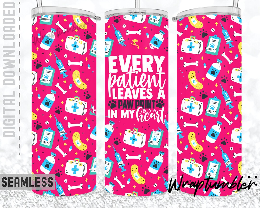 20oz Skinny Tumbler Hot Pink Vet Tech Life Veterinarian Dog Veterinary ...