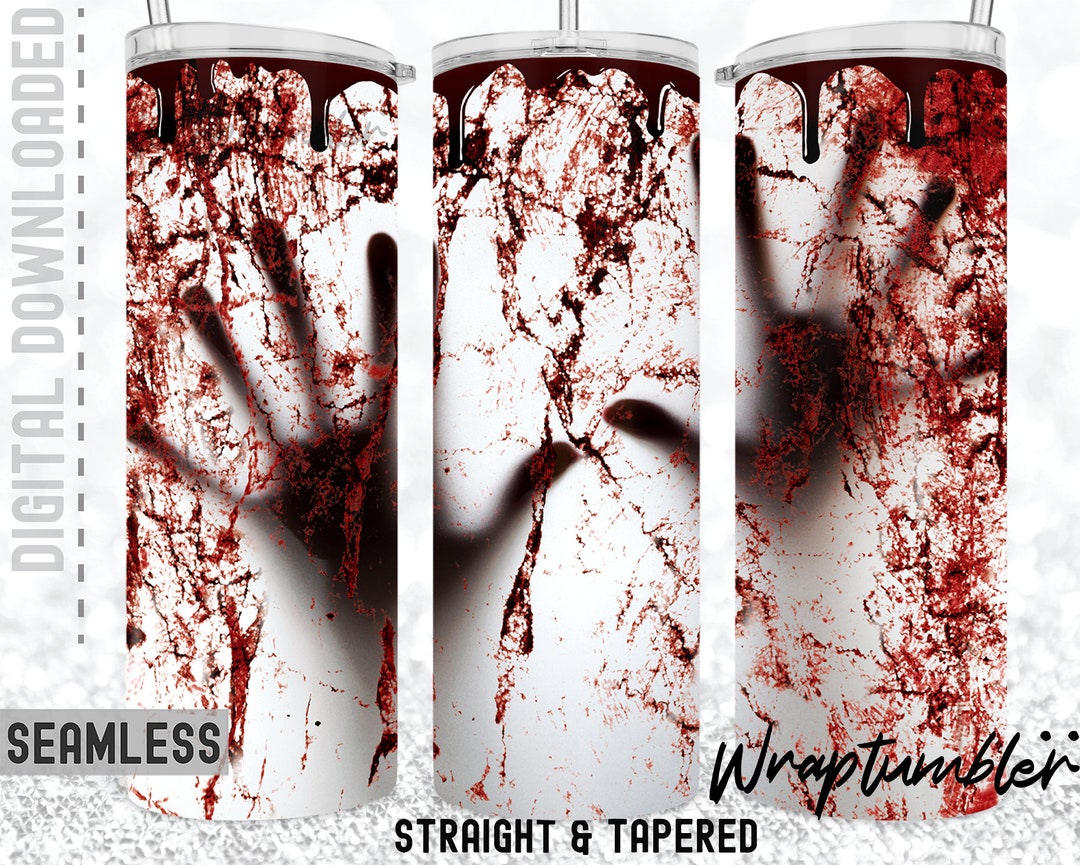 Halloween Dripping Bloody Hand Design 20oz Skinny Tumbler Creepy Horror ...