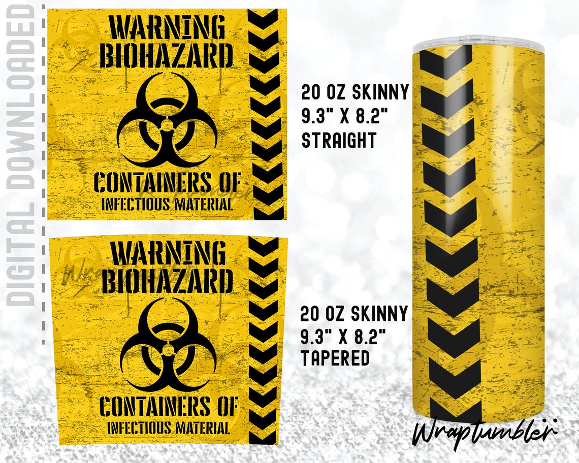 Bio Hazard Sign Toxic Waste Wrap 20oz Skinny Tumbler Sarcastic - Etsy