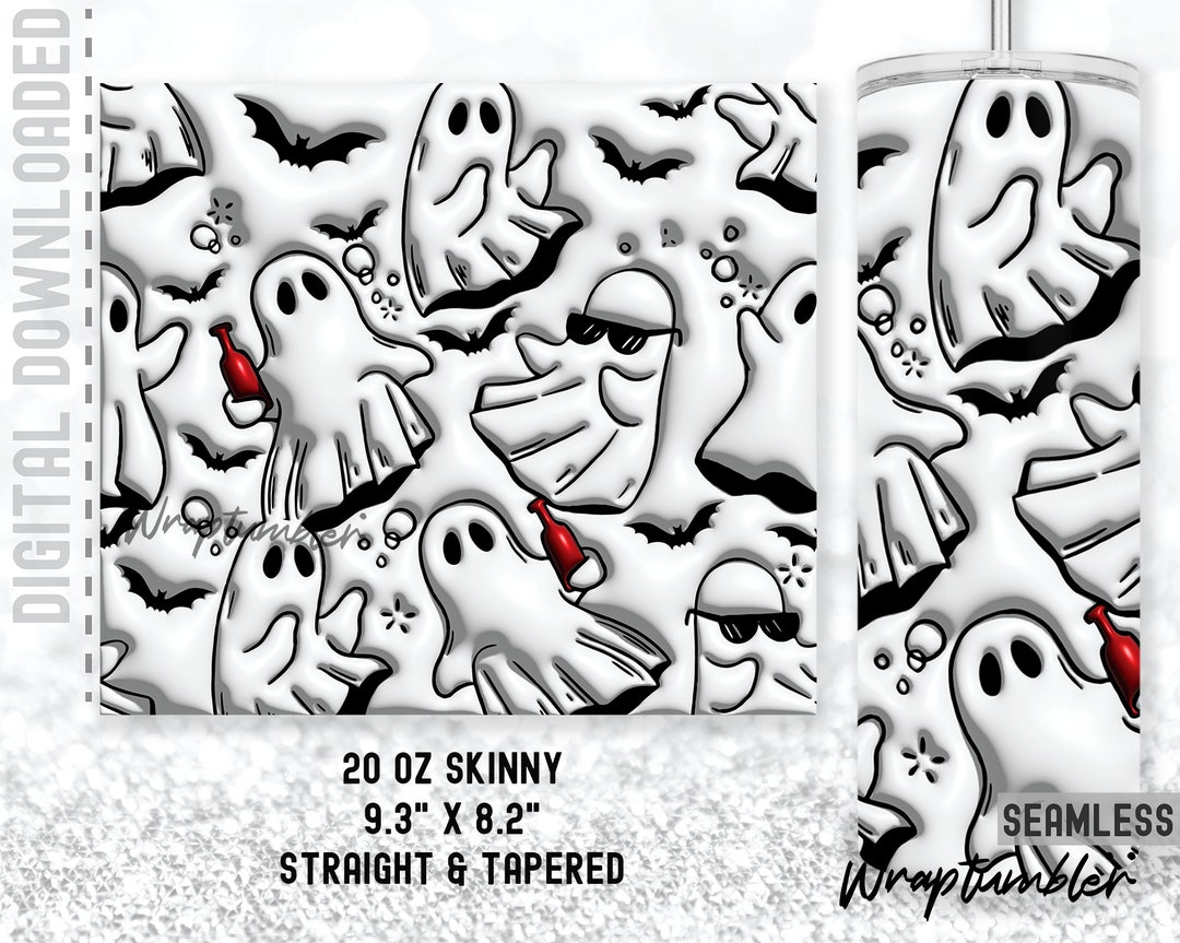 Inflated Cute Funny Ghosts Tumbler Wrap 3D Puffy Puff PNG Boo Drunker ...