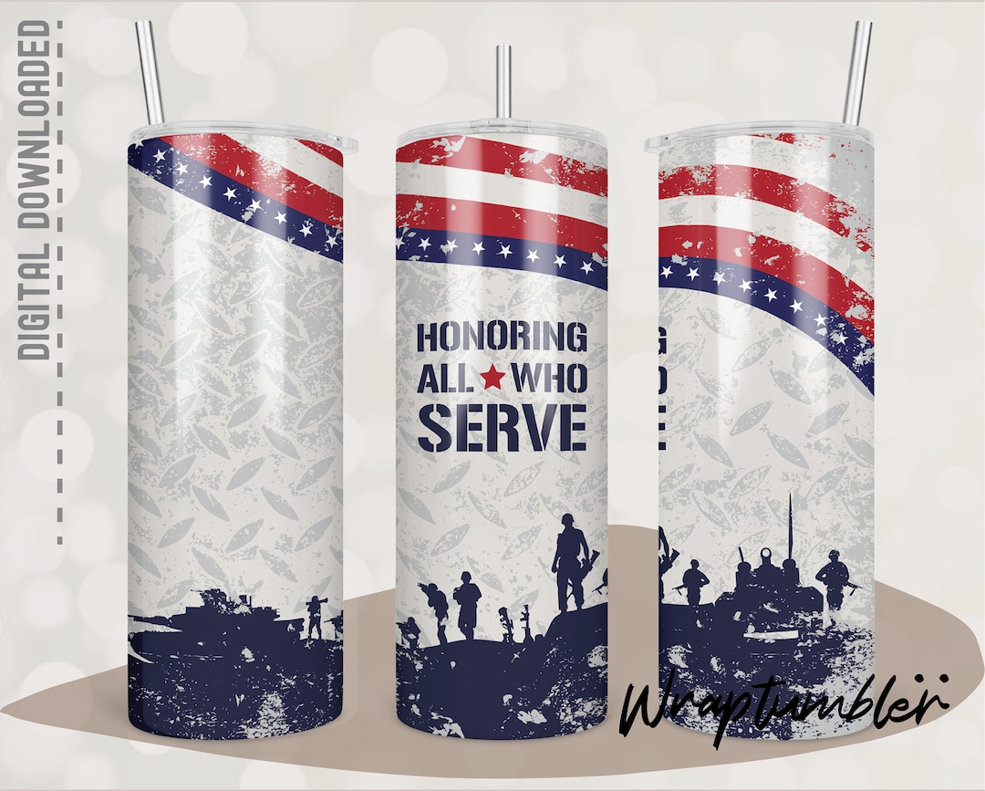 Veteran Tumbler Sublimation Design: Military 20oz Skinny Tumbler ...