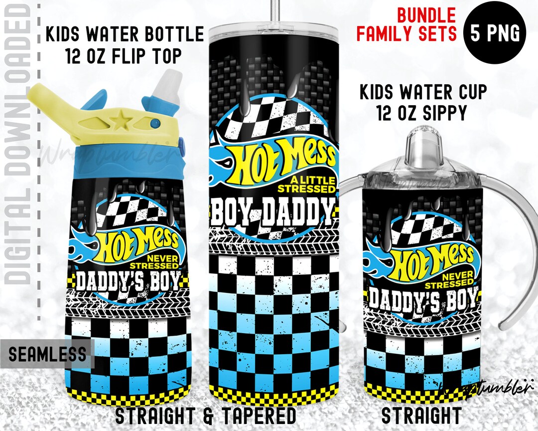 HOT MESS Boy Daddy Set Dad Matching 20oz Skinny 12oz Flip Top 12oz ...
