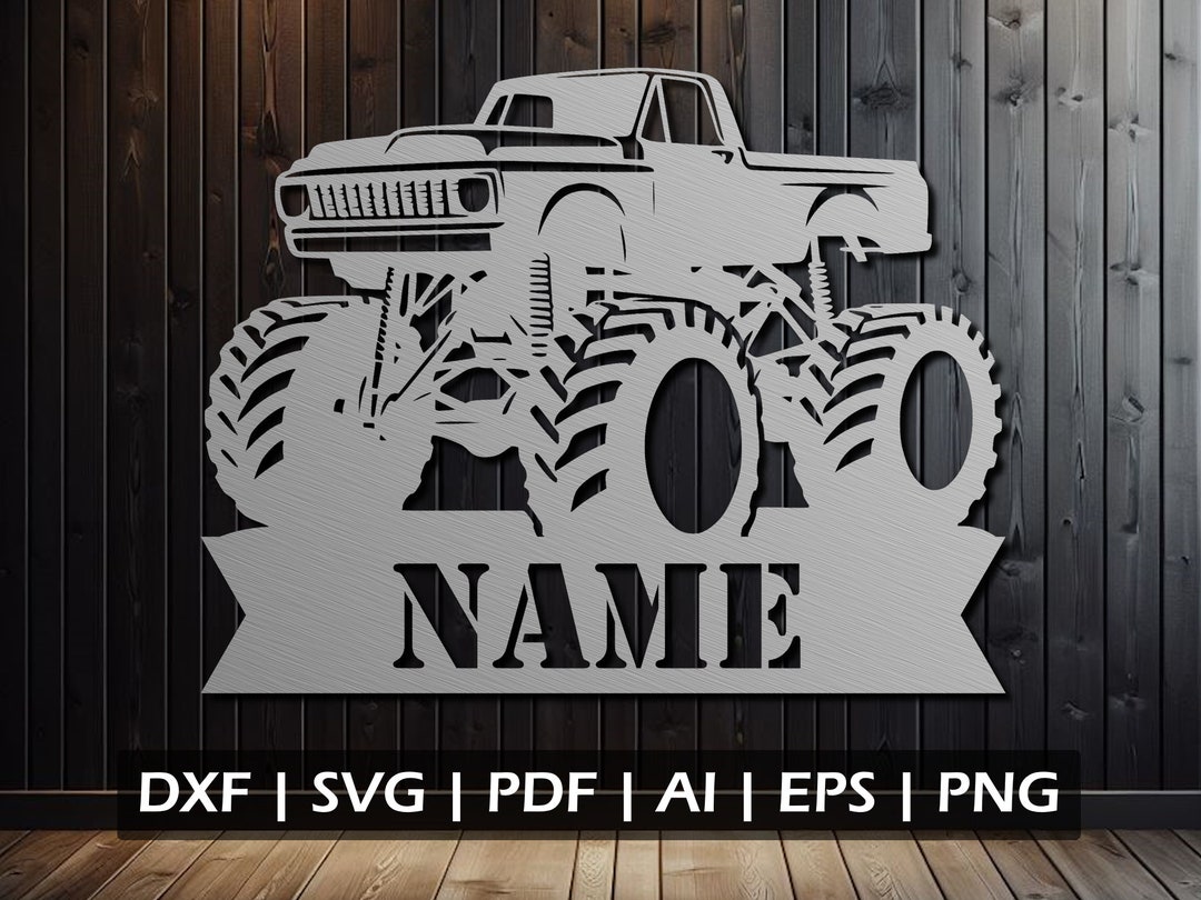 Monster Truck Template Dxf Svg Eps Ai Pdf Png Files - Digital Download ...