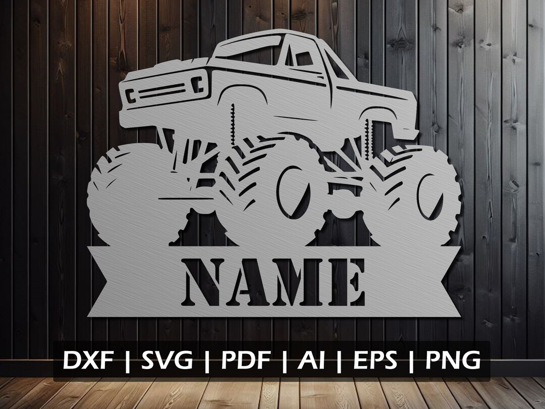Monster Truck Template Dxf Svg Eps Ai Pdf Png Files - Digital Download ...