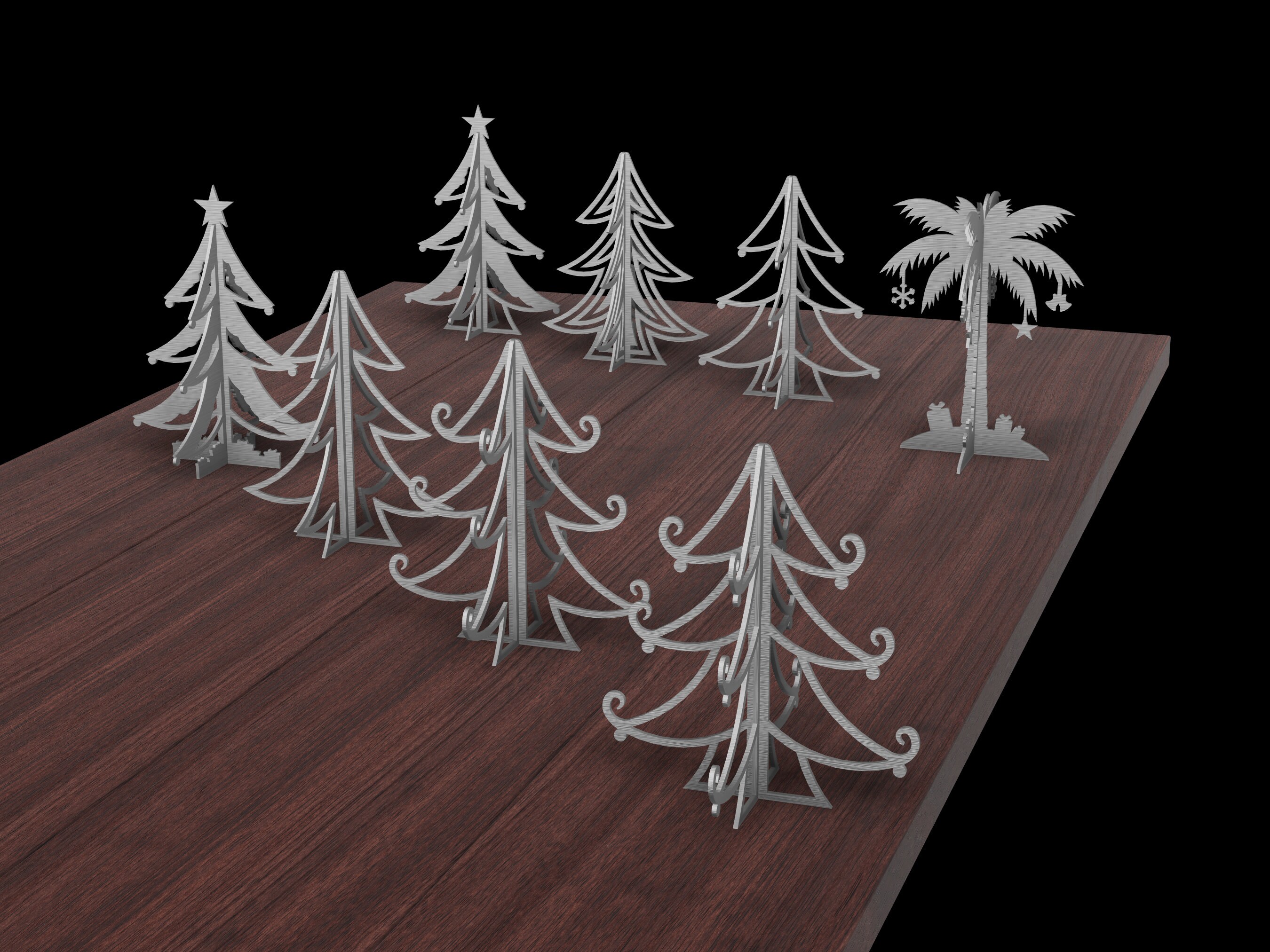 Modular Christmas Trees Bundle - Dxf Svg Eps Ai Pdf Png Files - Digital ...