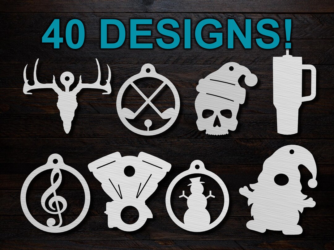 Personalized Christmas Ornaments DXF and SVG Files - 40 Design Bundle ...