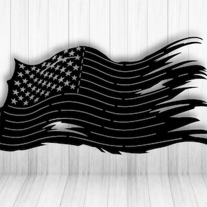 Tattered American Flag Dxf Svg Eps Ai Pdf Files - Digital Download ...
