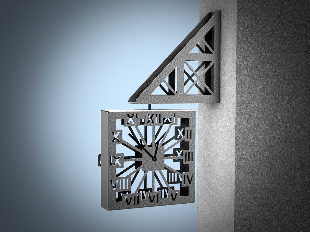 2 Sided Industrial Clock Square Dxf Svg Eps Ai Pdf Files - Digital ...