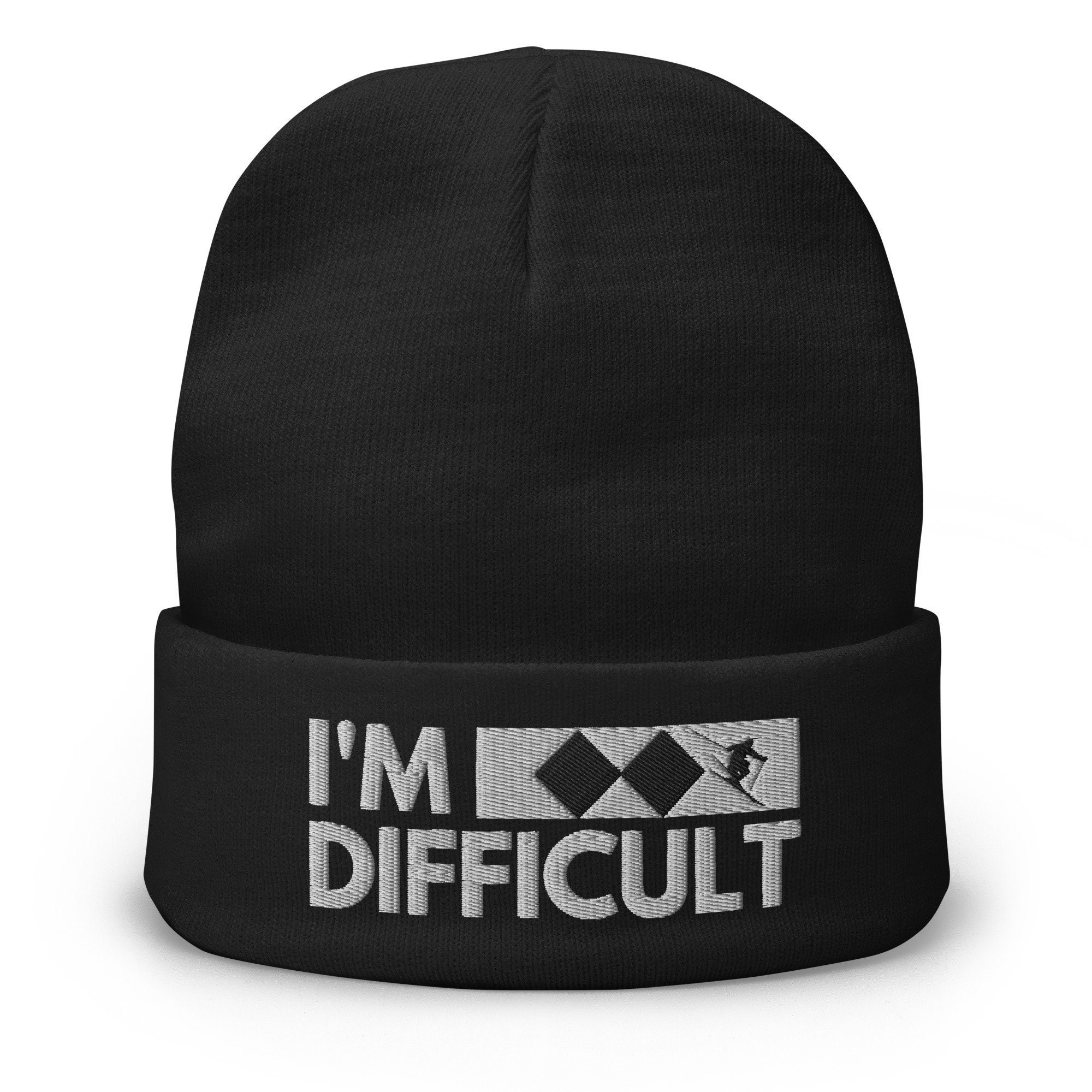 Snow Skiing Hat, Snow Skier Beanie, I'm Difficult Black Diamond Skier ...
