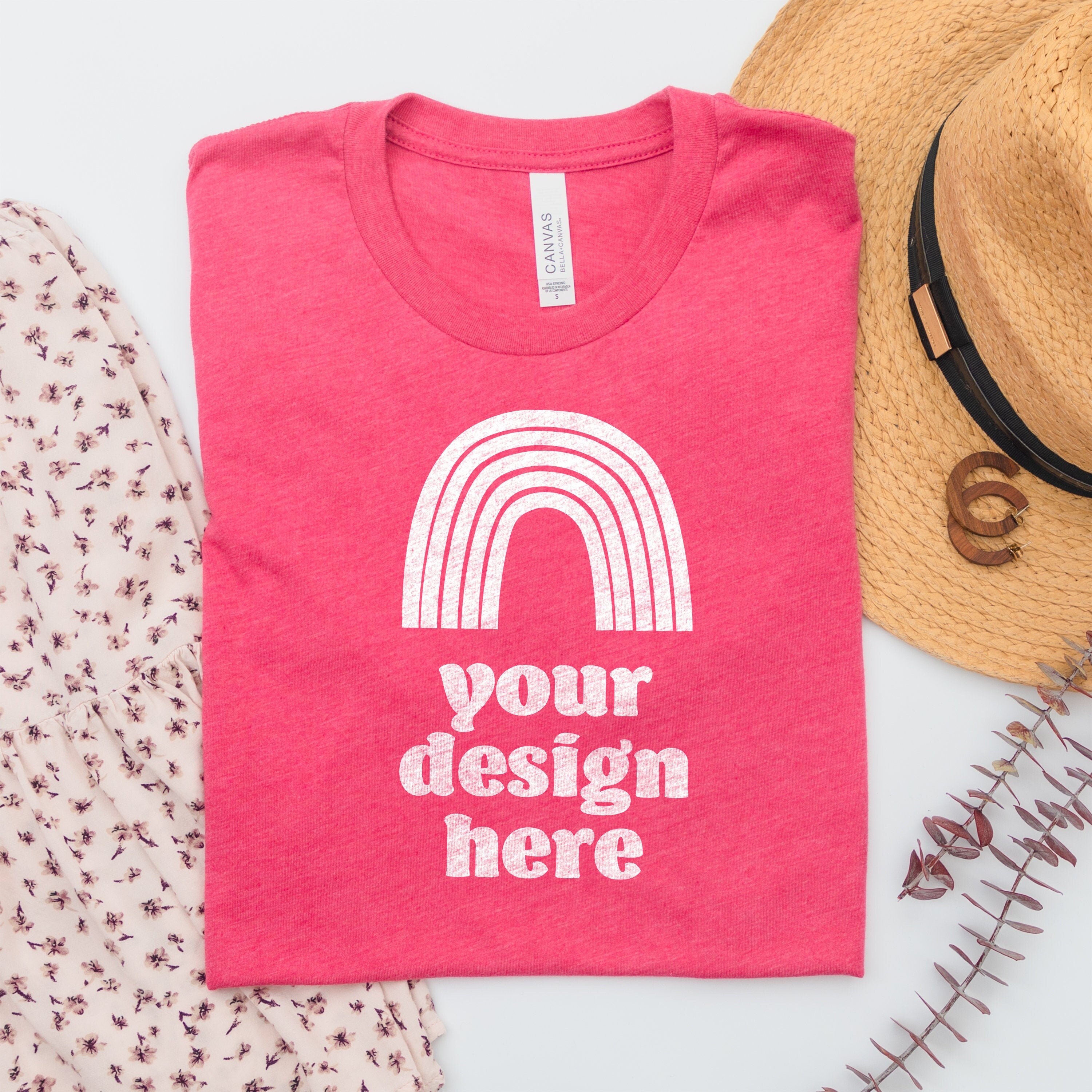 Bella Canvas 3001 Mockup Raspberry Pink Shirt Mockup Flat - Etsy UK