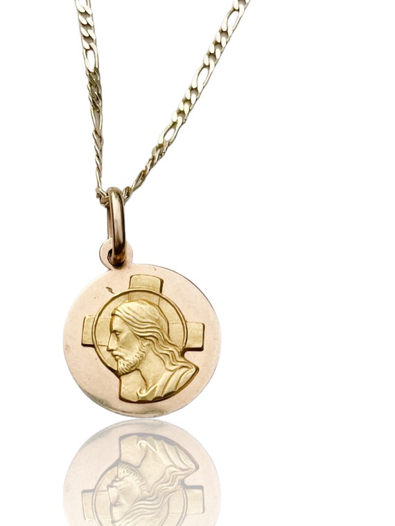 Christ 18kt Gold French Religious Medal. Gold charm. … - Gem