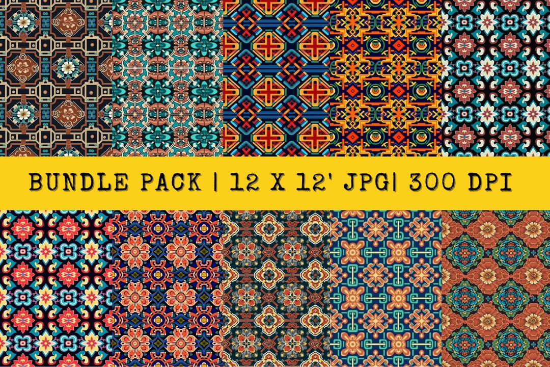 Traditional Chinese Fabric Bundle Pack Digital Paper Seamless - Etsy