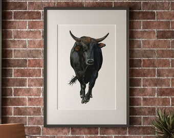 Bull Art Print | Etsy