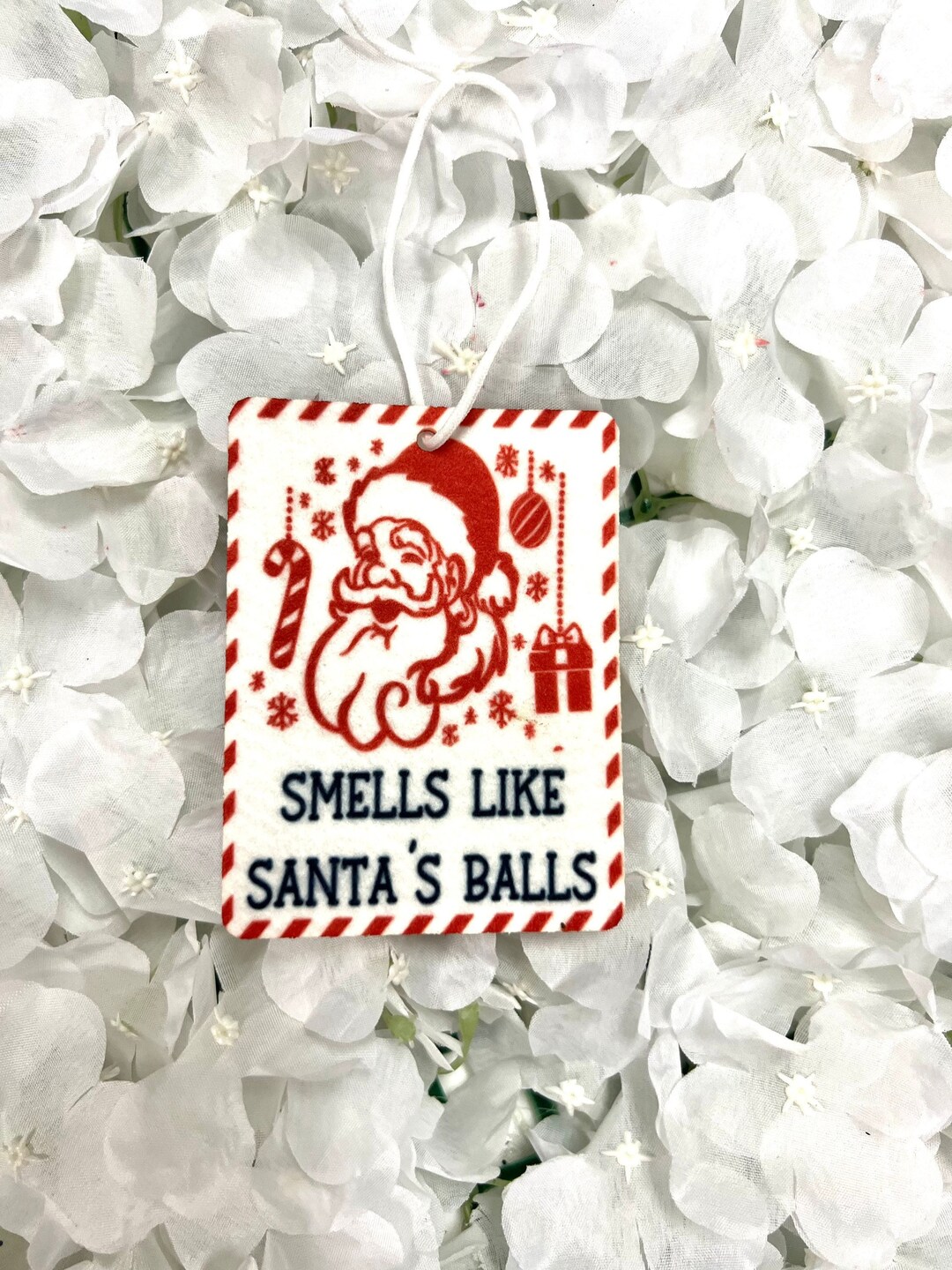 Smells Like Santas Balls Funny Christmas Car Air Freshener Rear View ...