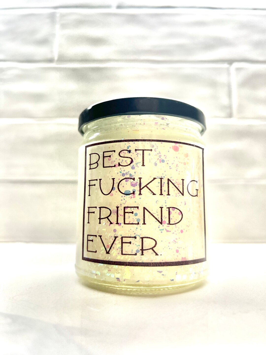 Best Fing Friend Ever Clear Label Glitter Soy Candle - Etsy