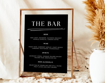 Modern Black&white Printable Bar Menu Sign Template - Etsy