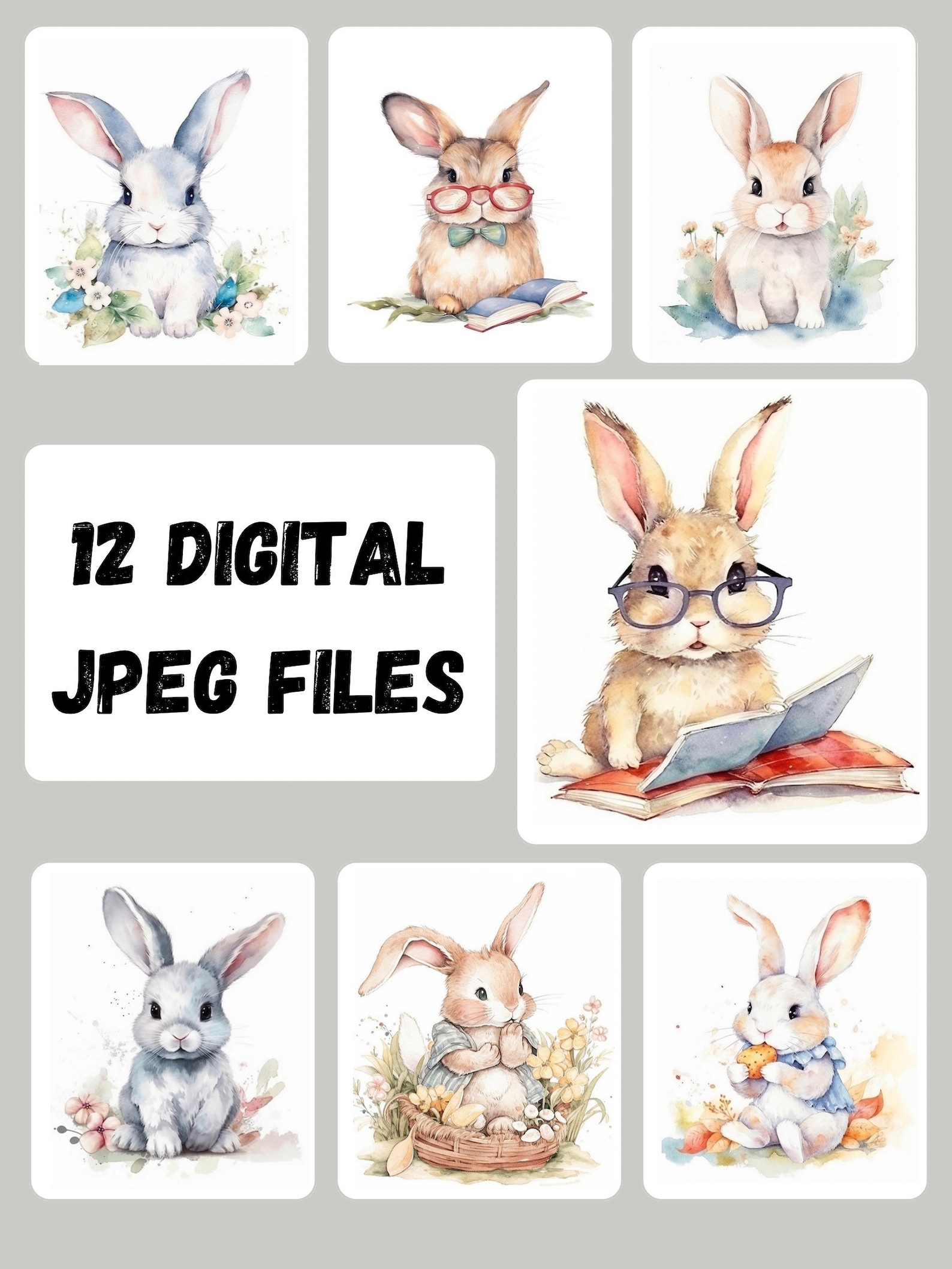 Fluffy Bunny Clipart Bundle for Easter Printables - Commercial Use ...