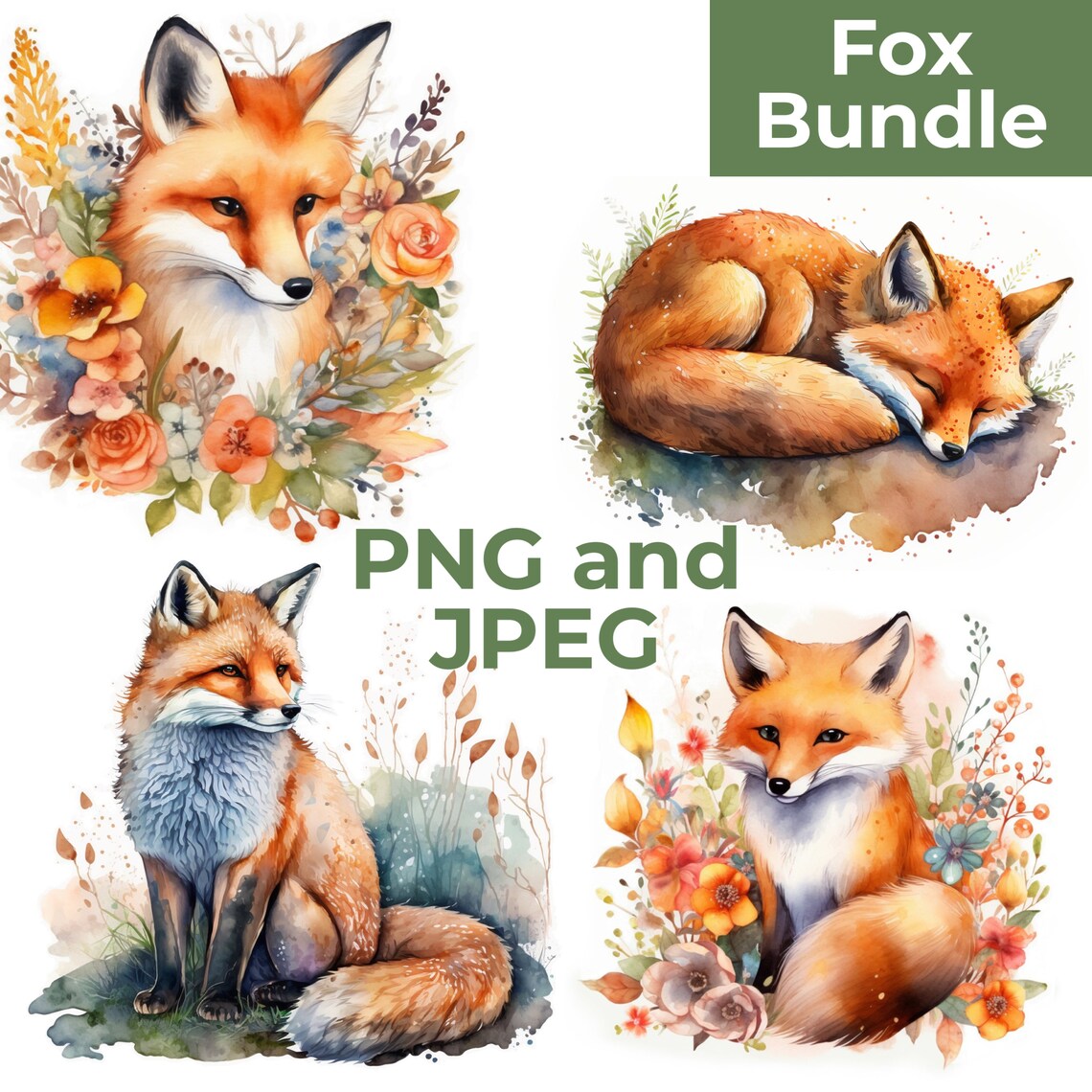 Cute Fox Clipart Bundle Digital Stickers Art Prints and - Etsy