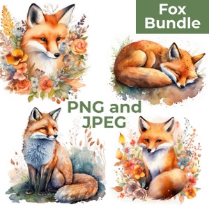 Cute Fox Clipart Bundle Digital Stickers, Art Prints, and More ...
